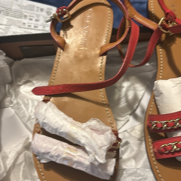 Coach | Shoes | Coach Chain Strap Sandals Redgold | Poshmark